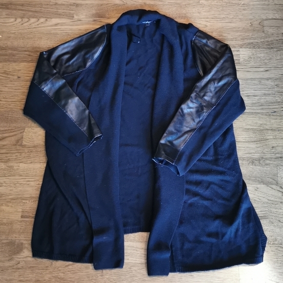 Laura Plus | Sweaters | Laura Plus Black Cardigan Vegan Leather Plus 3x ...